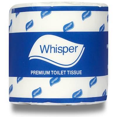 Whisper Toilet Tissue, 2ply 400 sheets, 48 rolls individually wrapped ...